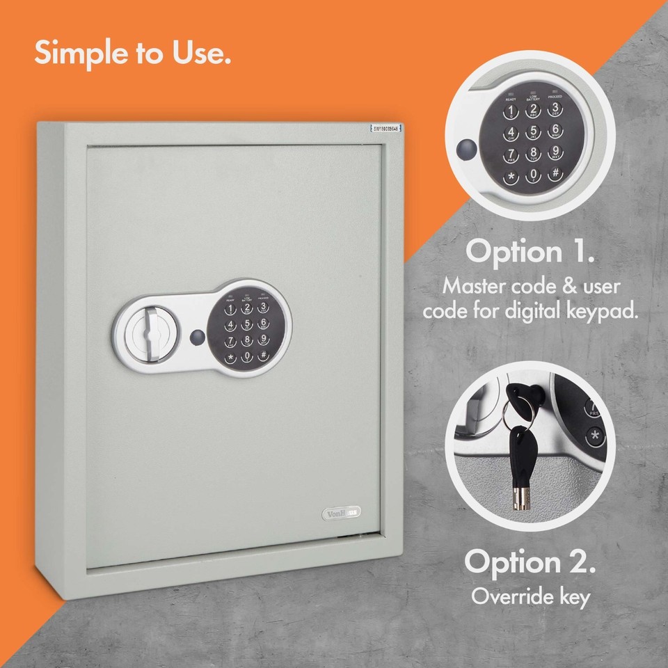 VonHaus Key Safe Wall Mounted - Digital Key Cabinet with Solenoid Lock ...