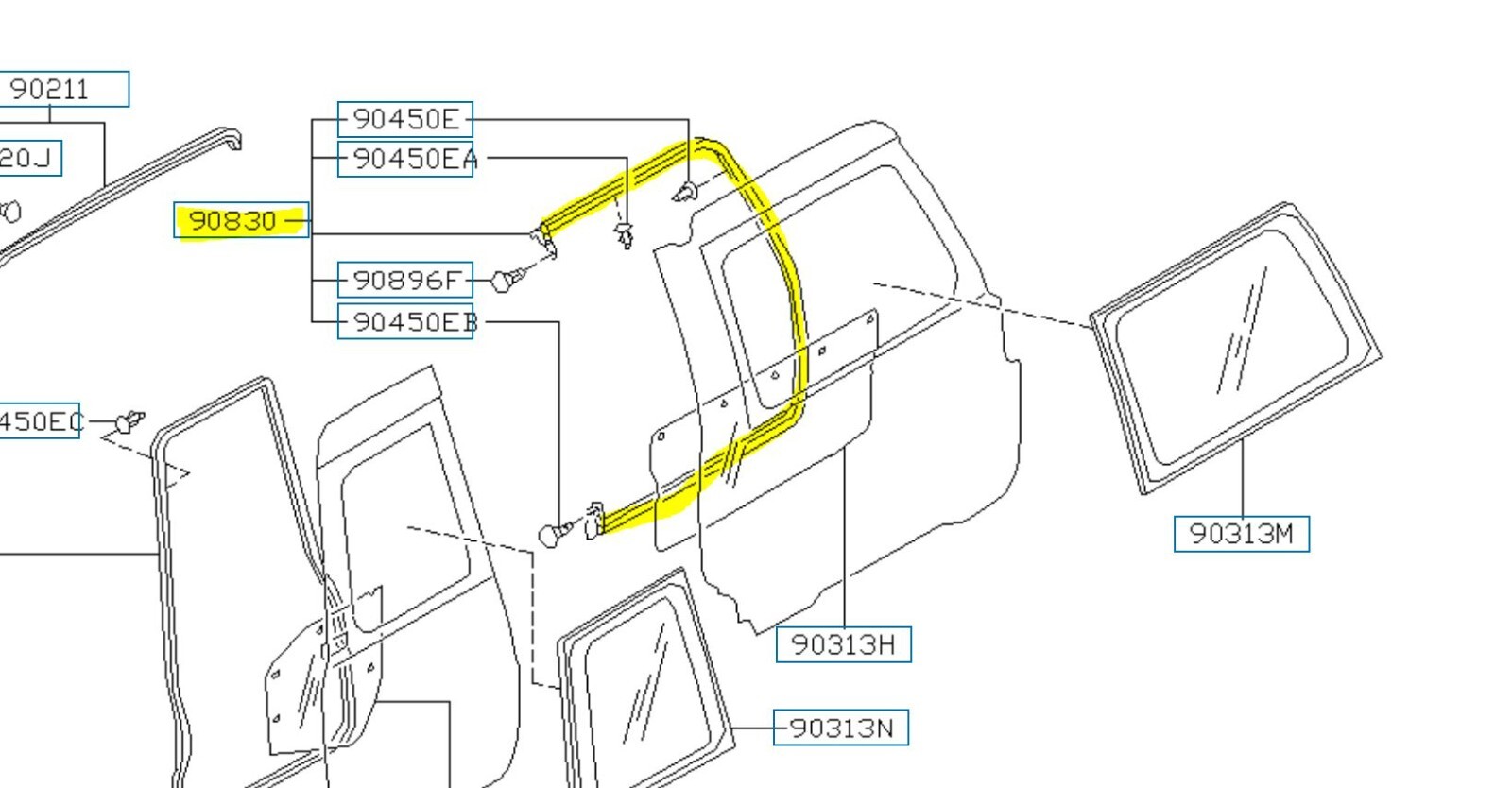 90830-VB000 Genuine Nissan Infiniti Weatherstrip-Back Door RH ...