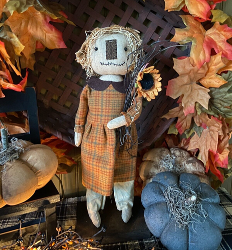 Primitive Country Farmhouse Autumn Halloween Fall Handcrafted Ms. Scarecrow Doll | eBay