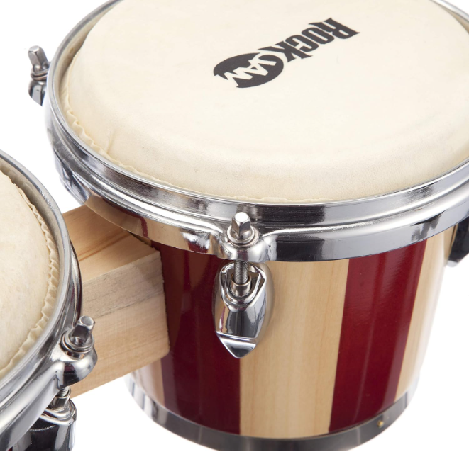 7" and 8" Bongo Drum Set with Padded Bag and Tuning Key, Red and ...