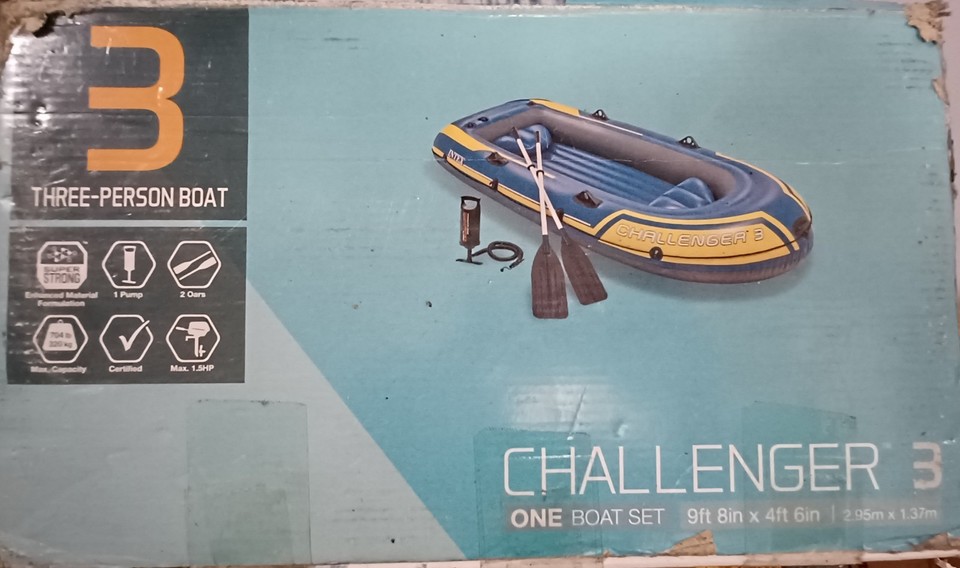 INTEX Challenger 3 Inflatable Boat Set with Pump & Oars | 68370EP (Used ...