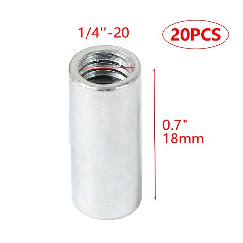 20 Packs 1/4"-20 Round Rod Coupling Nuts, UNC Threaded Round Connector ...