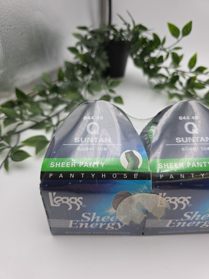 2 Pr L'eggs Sheer Energy Sheer Panty Toe Pantyhose Q Suntan 644 49 ...