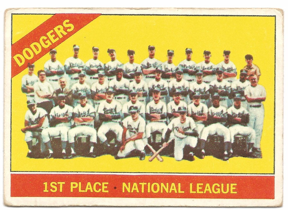 1966 TOPPS #238 LOS ANGELES DODGERS TEAM CARD POOR / CREASES BASEBALL ...