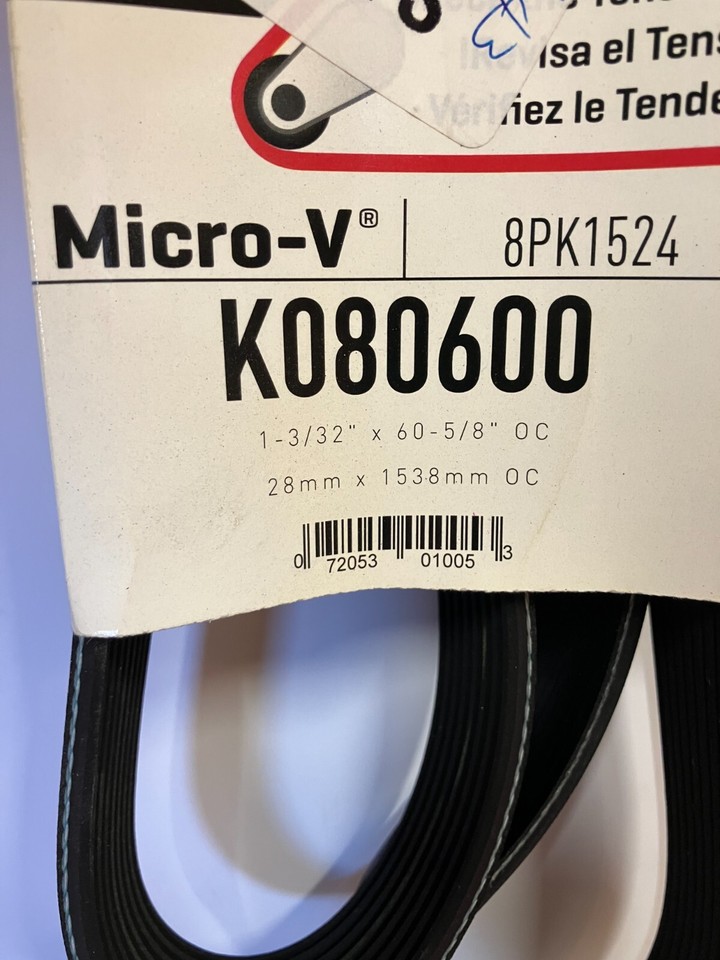 Gates K080600 Micro-V Serpentine Drive Belt - 8 Groove | eBay