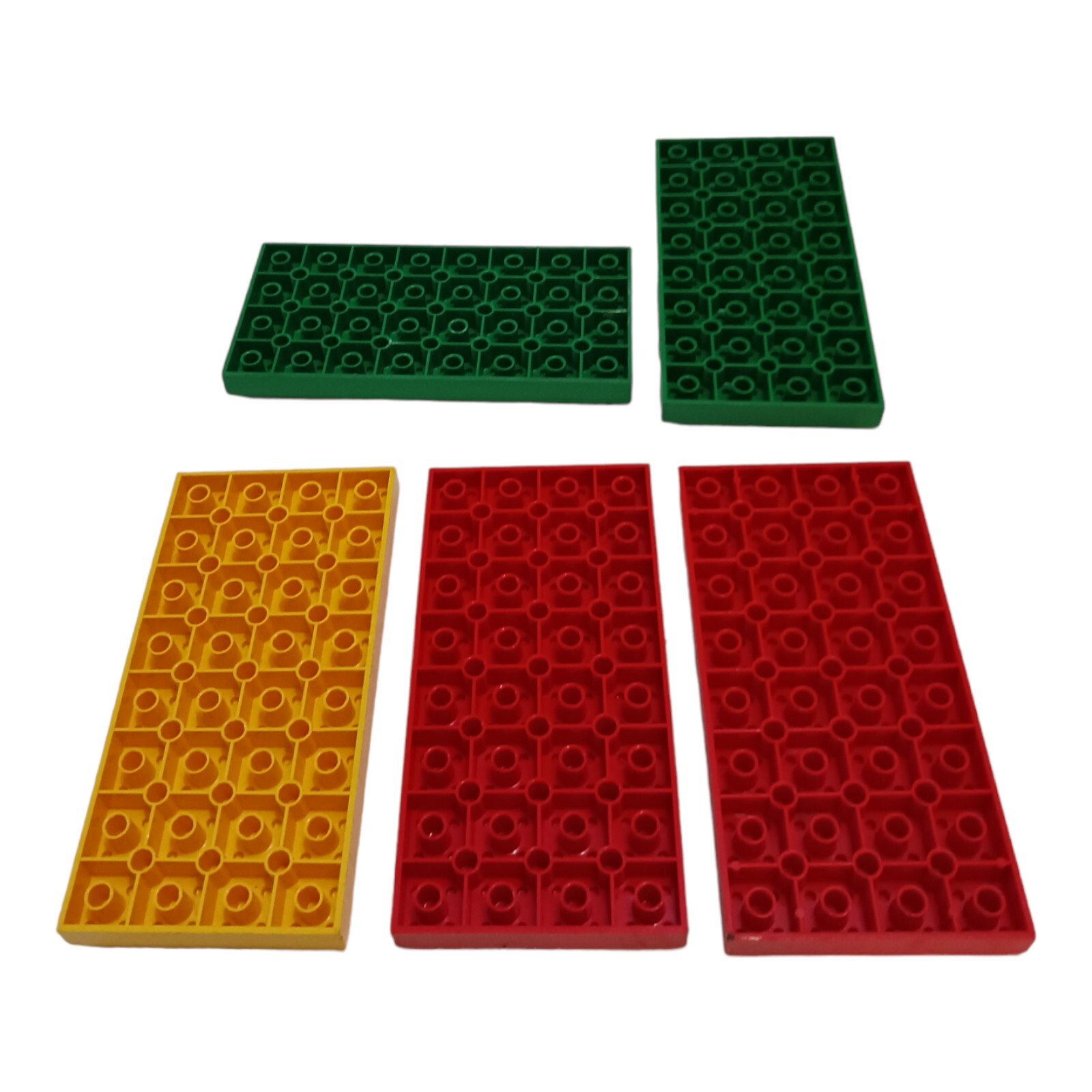 Lego platforms (5)2 red, 1 yellow 2 green 2.5" X 5" Vintage. Bricks ...