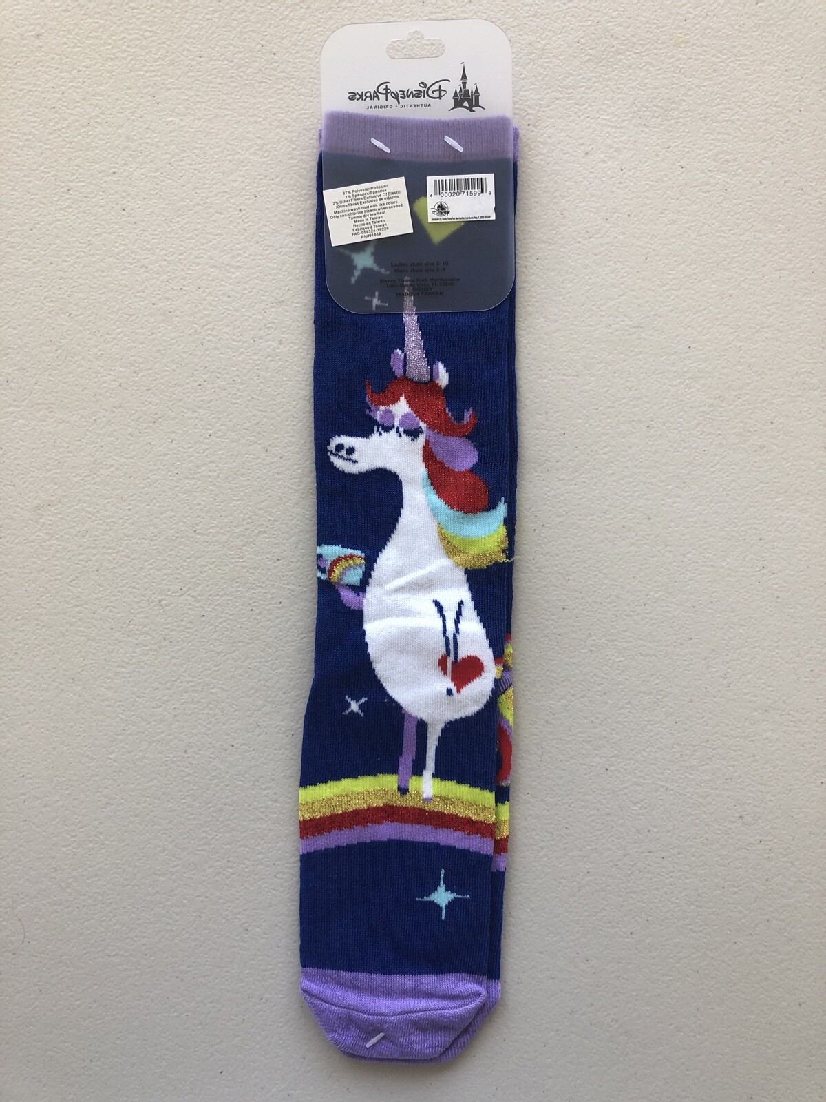DISNEY PARKS RAINBOW UNICORN INSIDE OUT SOCKS ADULT LADIES 5-10 / MENS ...