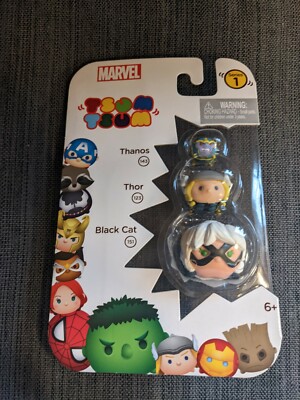 Marvel Tsum Tsum 3 Pack Series 1 Thanos Thor Black Cat Stack Figures ...