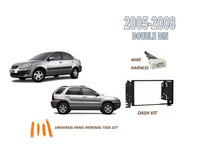 Fits 2005-2008 KIA RIO, RIO5, SPORTAGE Car Stereo Double DIN Dash Kit ...