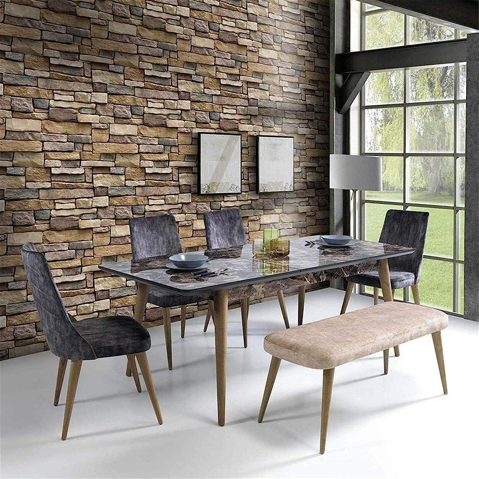 18"x120" Brick Wallpaper Peel and Stick Modern Stone Contact Paper ...