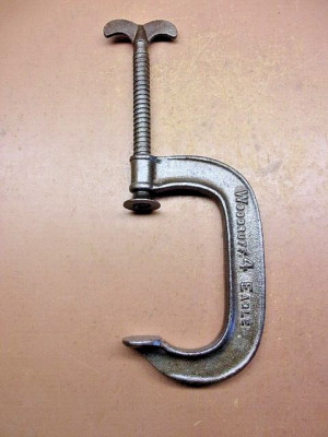 Antique Woodruff Eagle No. 4 C-Clamp w/Batwing Turnscrew 4" Cap. Wicked ...