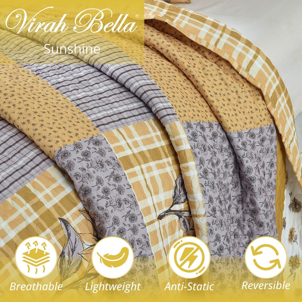 Virah Bella - Sunshine - Lightweight Reversible Quilt Set | eBay
