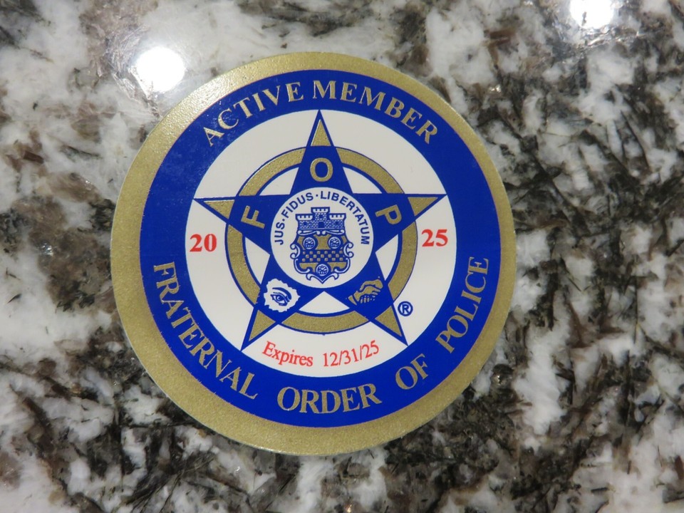 Fraternal Order Of Police 2024 Member 2 1/4" Interior Window Sticker ...