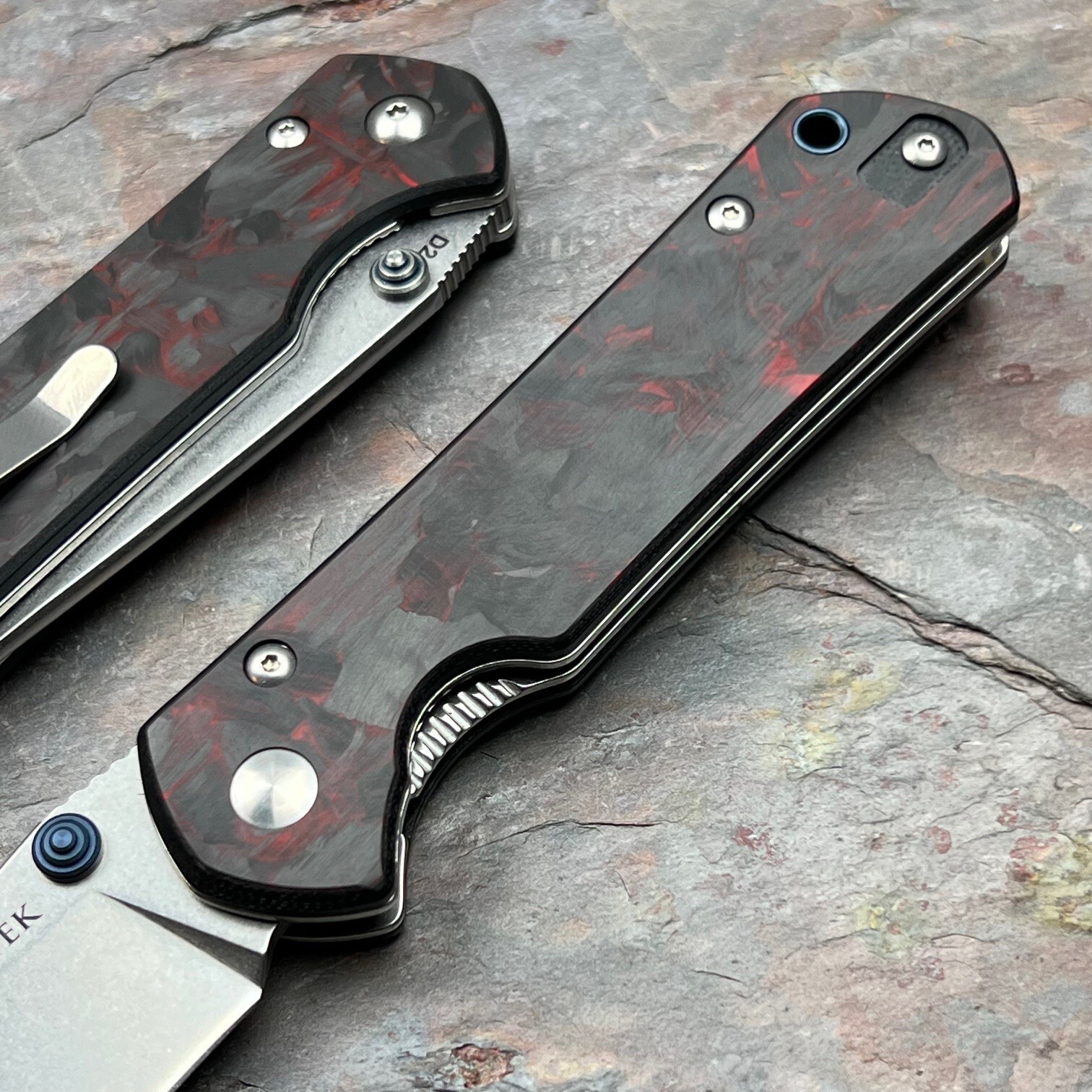 VORTEK OTIS Red Black Carbon Fiber D2 Drop Point Blade EDC Folding Pocket Knife | eBay
