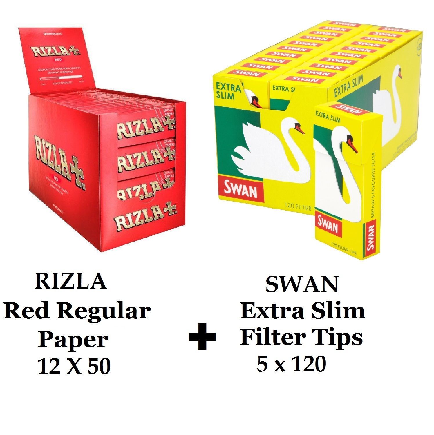 600 x Rizla Red Regular Rolling Papers & Swan Extra Slim Filter Tips ...