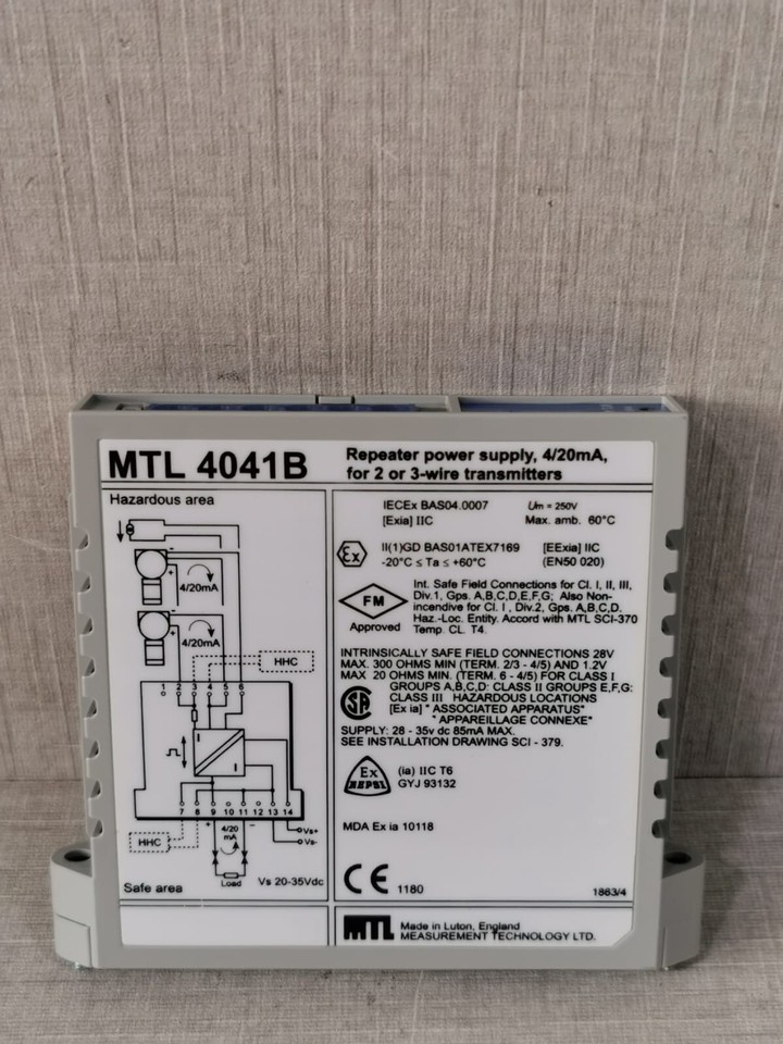 MTL 4041B REPEATER POWER SUPPLY,4/20mA, FOR 2 OR 3 WIRE TRASMITTERS ...