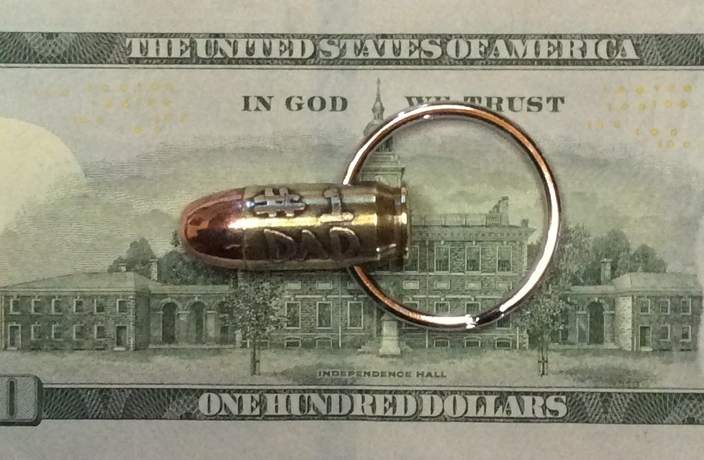 Mike's Bullet Brass,45 ACP BULLET KEYCHAIN KEYRING ACID ETCHED # 1 DAD ...