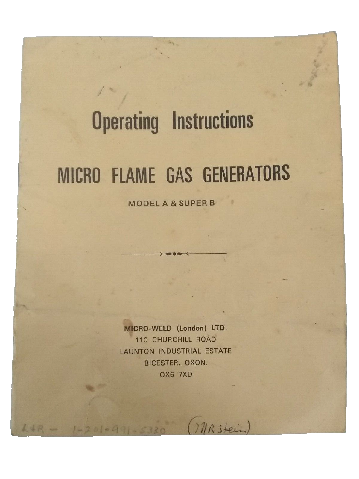 Micro Flame (Microflame) Gas Generator Model A & Super B OPERATING ...
