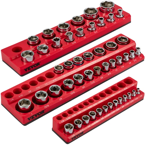 Magnetic Socket Organizer Set 3PC Socket Holder 1/4'' 3/8'' 1/2'' SAE ...