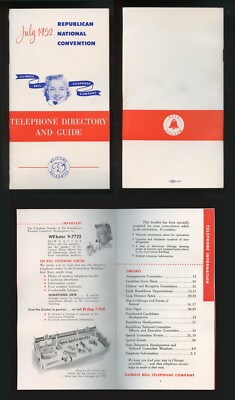 1952 Republican National Convention Telephone Directory Guide Illinois ...