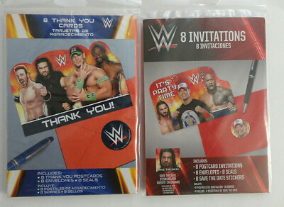 WWE Wrestling Happy Birthday Party Invitations AND Thank You Cards | eBay