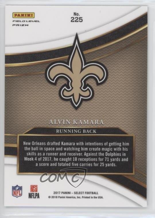 2017 Select Field Level Alvin Kamara (Uncorrected Error: Prizm on Back ...