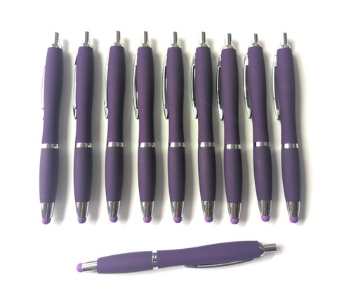 9ct Lot Misprint Metal Stylus Click Pens: PURPLE Thick Barrel & Soft ...