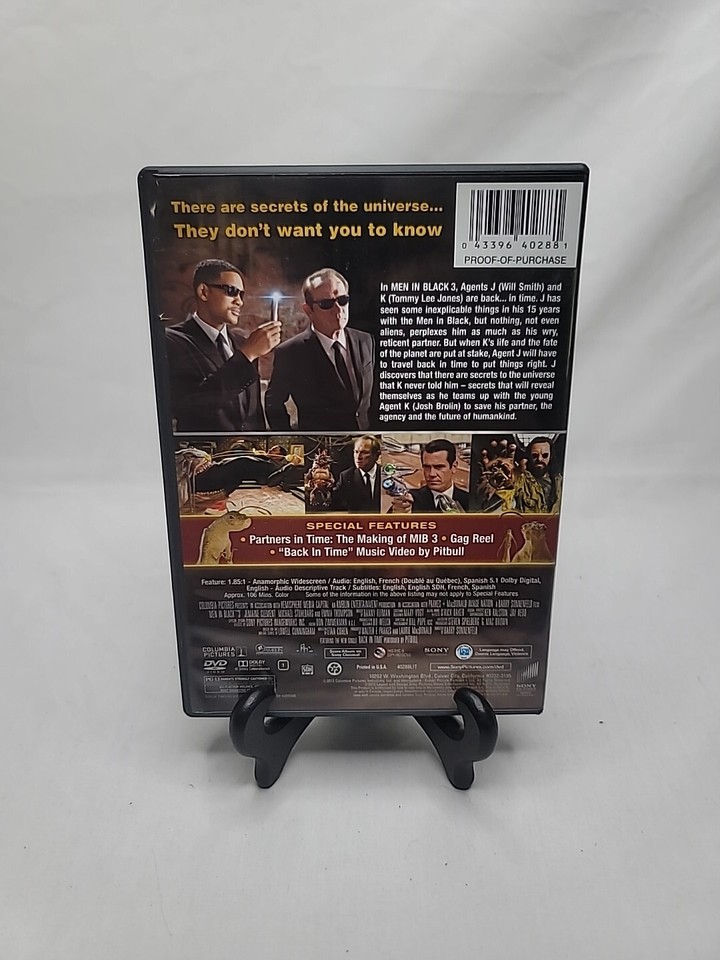 Men in Black 3 (DVD, 2012) Will Smith Tommy Lee Jones Josh Brolin ~Good ...