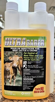 Ultra Saber Insecticide Pour-On Beef Cattle Calves 30 oz (900ml) Horn ...