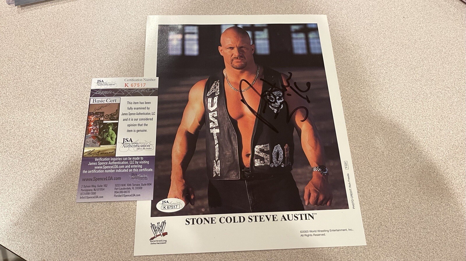 WWE Stone Cold Steve Austin Autographed JSA Authenticated 8x10 Original ...