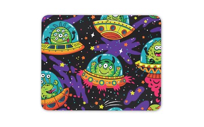 Funky UFO Aliens Mouse Mat Pad - Alien Kids Funny Monster Gift PC ...