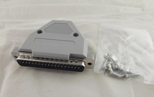 DB37 Male Plug 37 Pin 2 Rows D-SUB Connector Grey Plastic Hood Cover ...