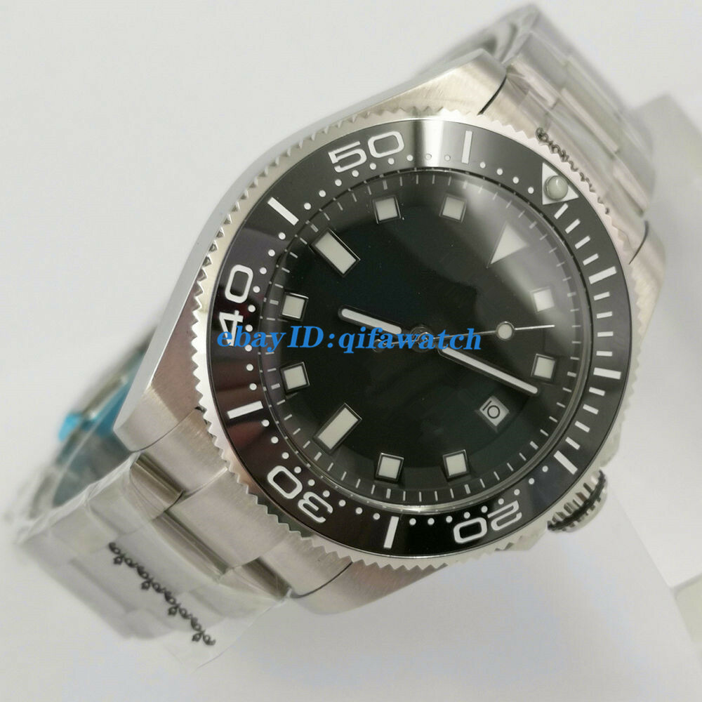 43mm Sterile black dial Sapphire glass date ceramic bezel automatic men ...