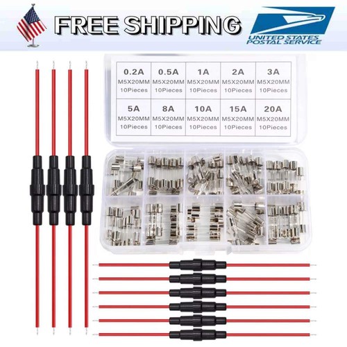 Fast-Blow Glass Fuses Quick Blow Car Glass Tube Fuses Assorted Kit 0.2A ...