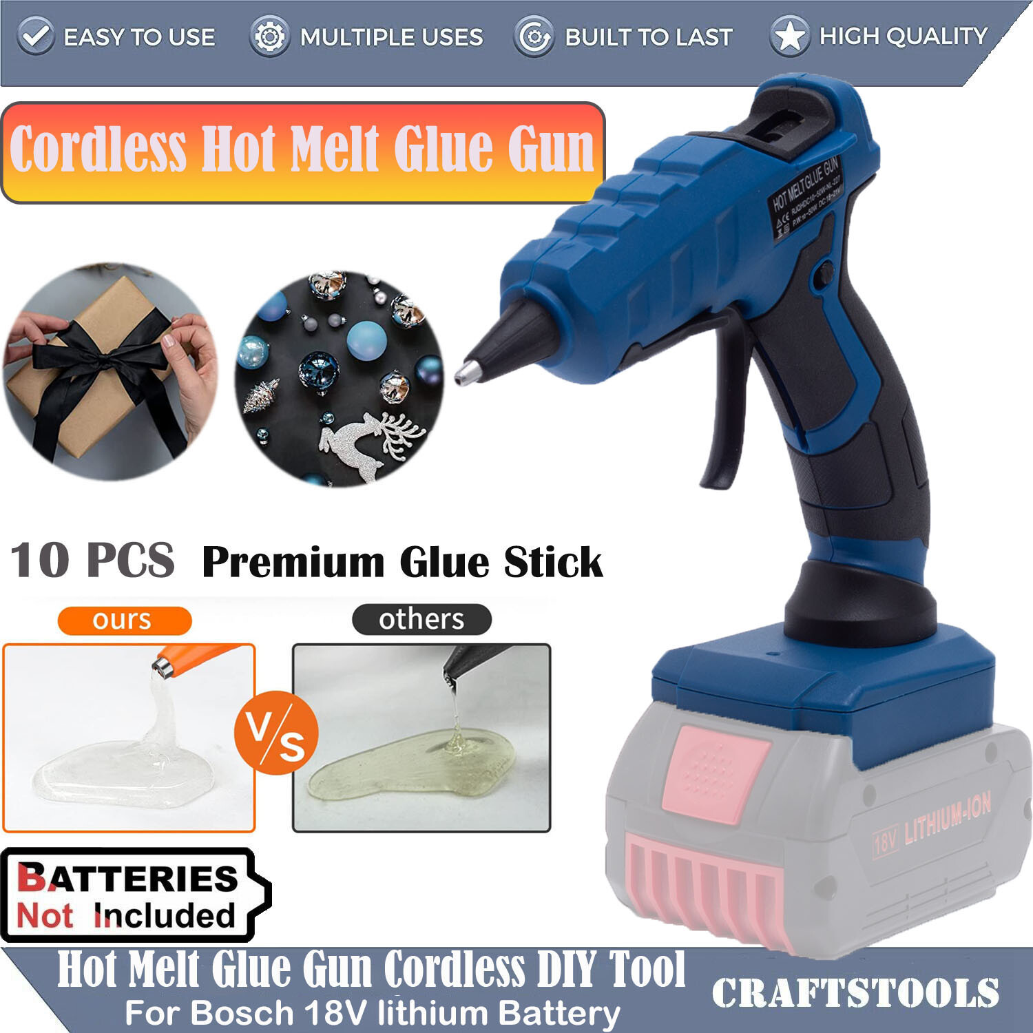 Mini Hot Melt Glue Gun For Bosch 18V Lithium Battery Repair Tools Heat ...