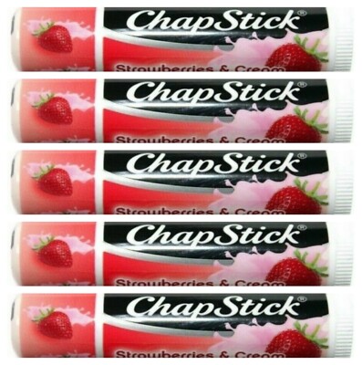 5 Pack ChapStick .15 oz. Strawberries & Cream Lip Balm New | eBay