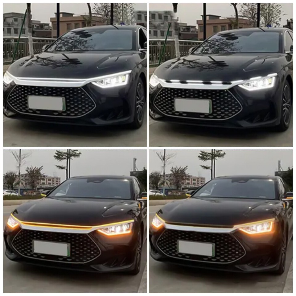71in Car Hood Flexible LED Strip Lights Front Grille DRL Turn Signal ...