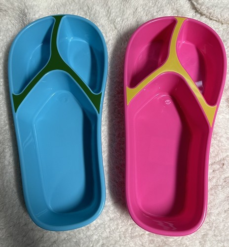 2pk Summer Party Flip Flop Shaped Plastic Snack Tray, 17"x7"x2", Free ...