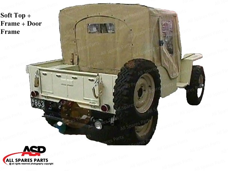 Canvas Half Cabin Soft Top with Frame & Door Frame For Willys Jeep CJ2A ...