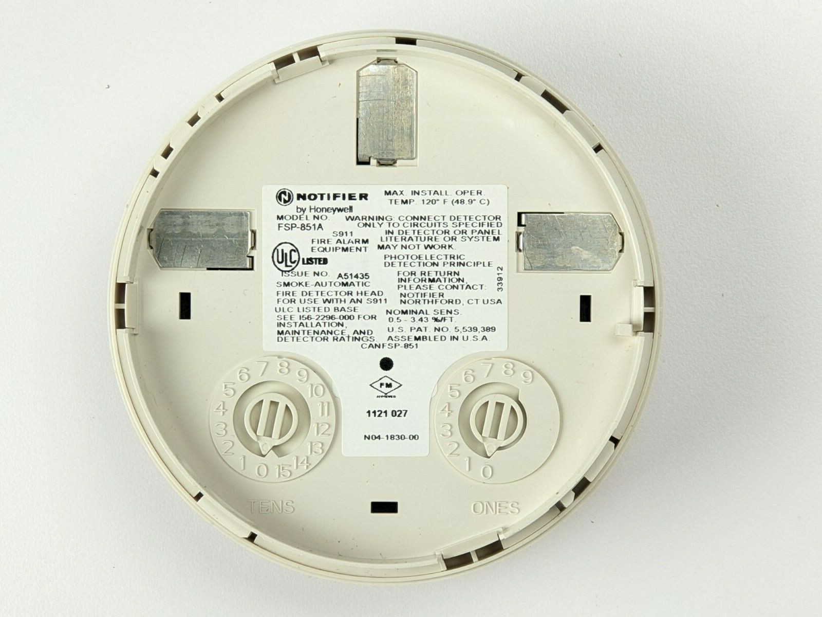 NOTIFIER BY HONEYWELL FSP-851A PHOTOELECTRIC SMOKE DETECTOR | eBay ...