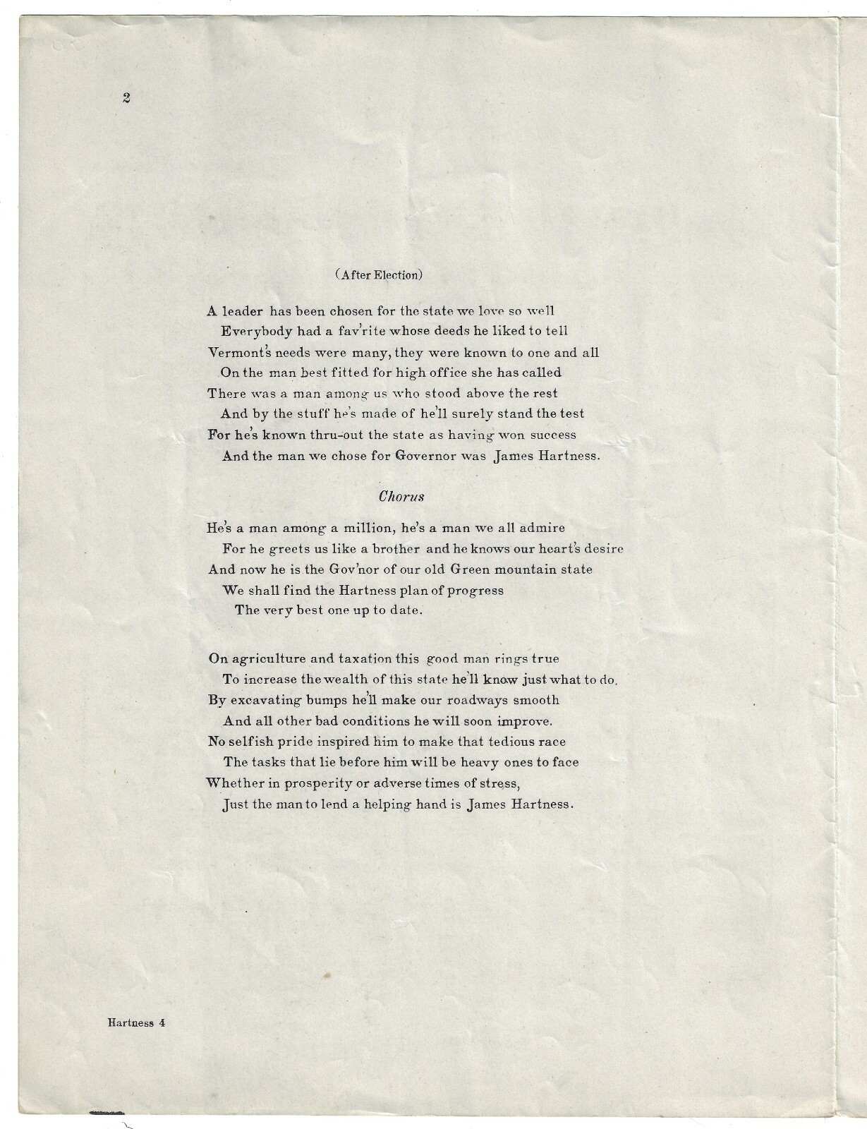 HTF 1920 Vermont Governor Candidate James Hartness Campaign Sheet Music ...