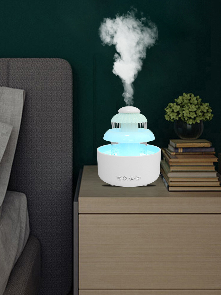 Rain Cloud Humidifier Oil Diffuser Calming Raindrop Sound 7-Color Water ...