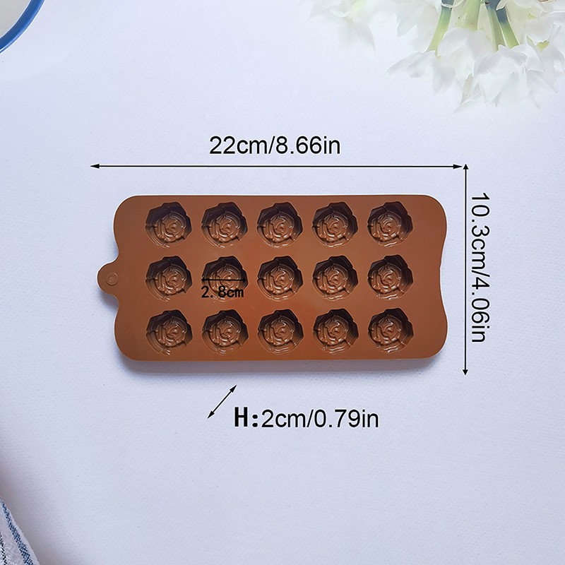 1Pc 15 Cavity Rose Shape Silicone Mould DIY Flower Chocolate Cake Soap ...