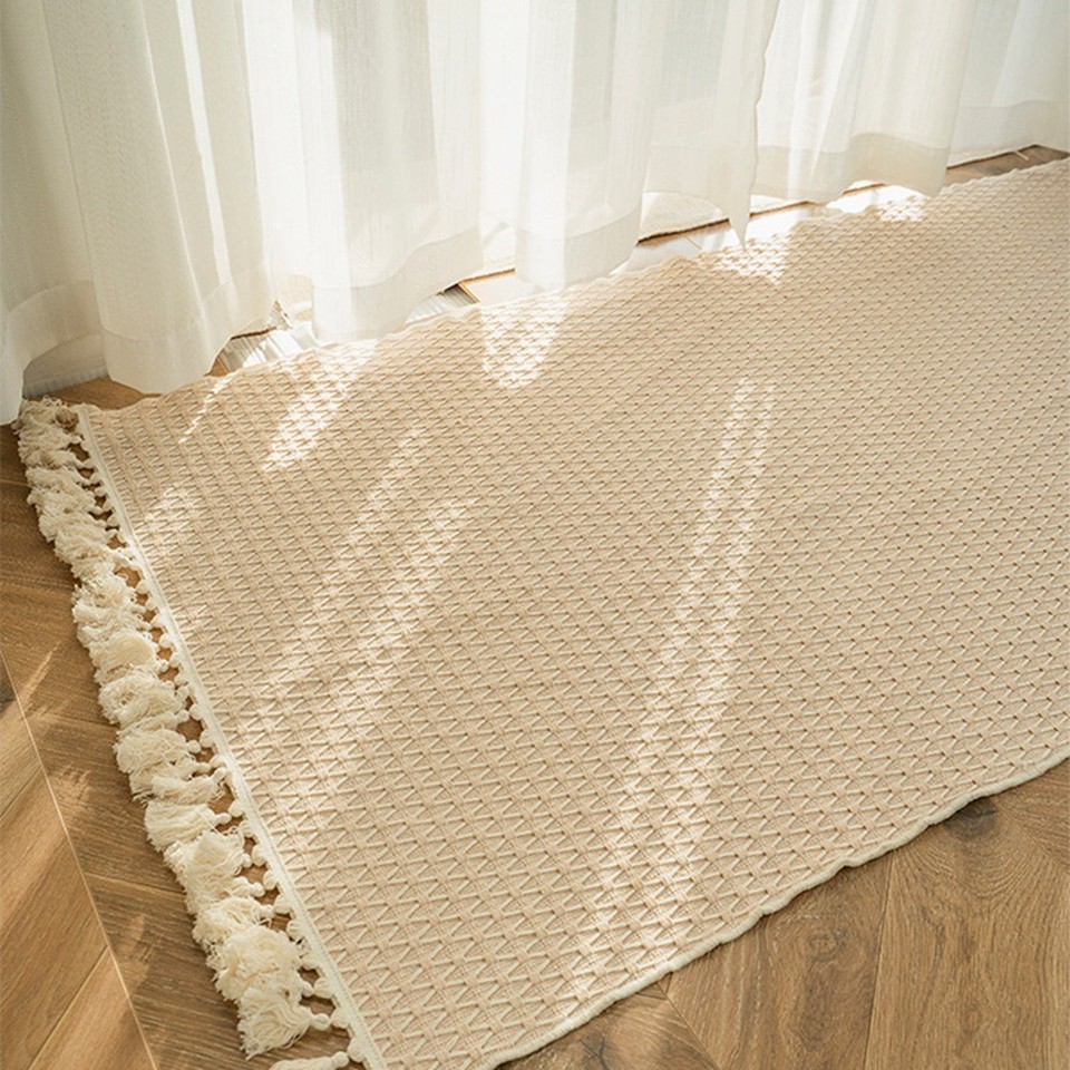 Cotton & Linen Woven Carpet Thin Fabric Can Be Machine Washed ...
