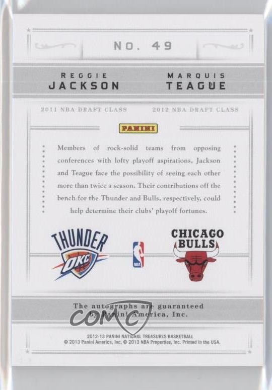 2012 National Treasures Silver /49 Marquis Teague Reggie Jackson Rookie ...