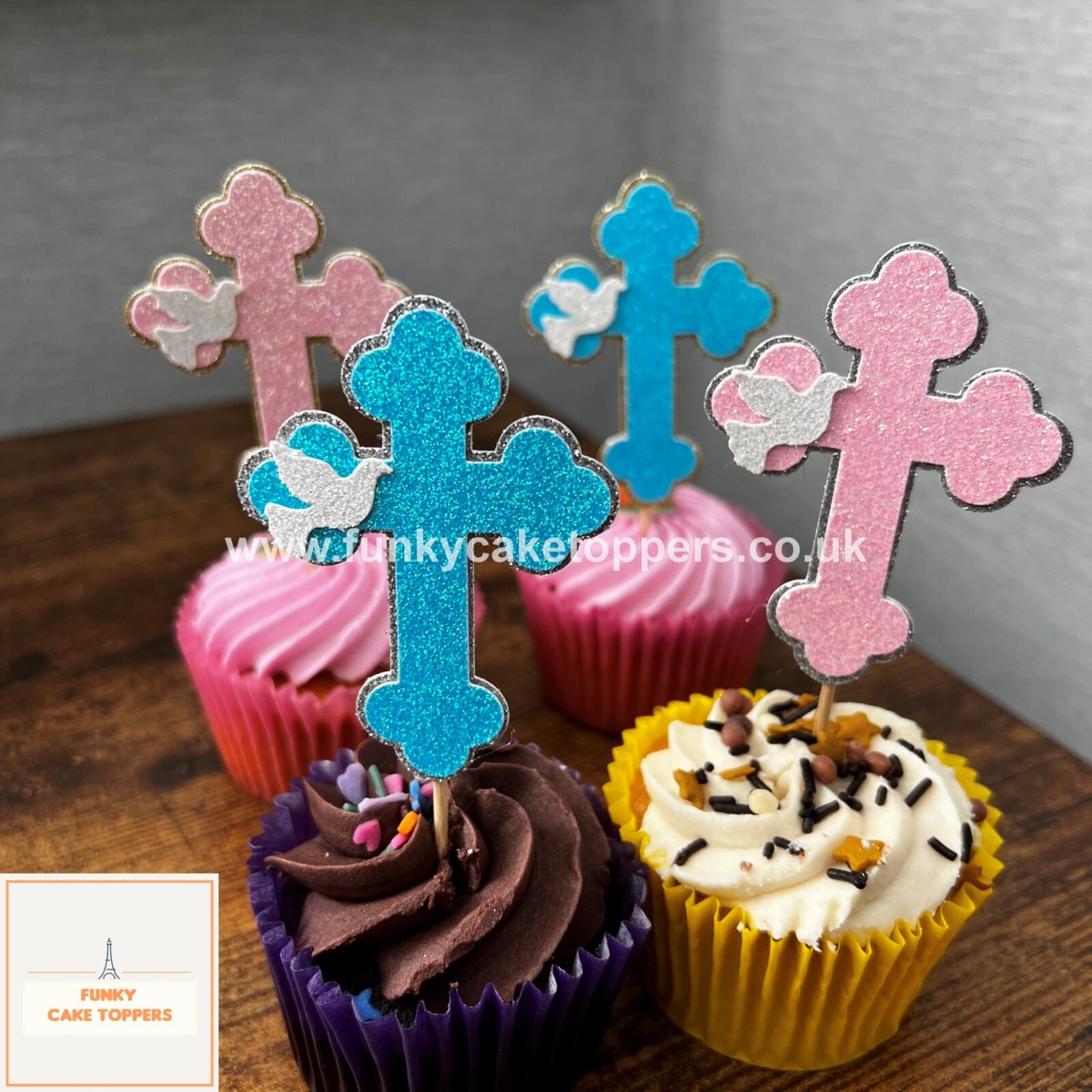 Cupcake Baptism Cross Cake