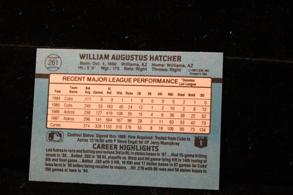 Billy Hatcher Houston Astros Signed Card Autographed Auto | eBay
