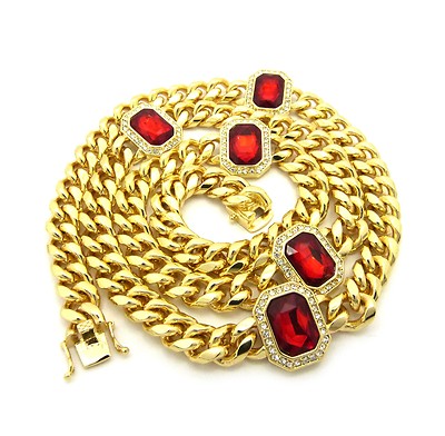 NEW 30" RUBY MIAMI CUBAN LINK CHAIN. | eBay