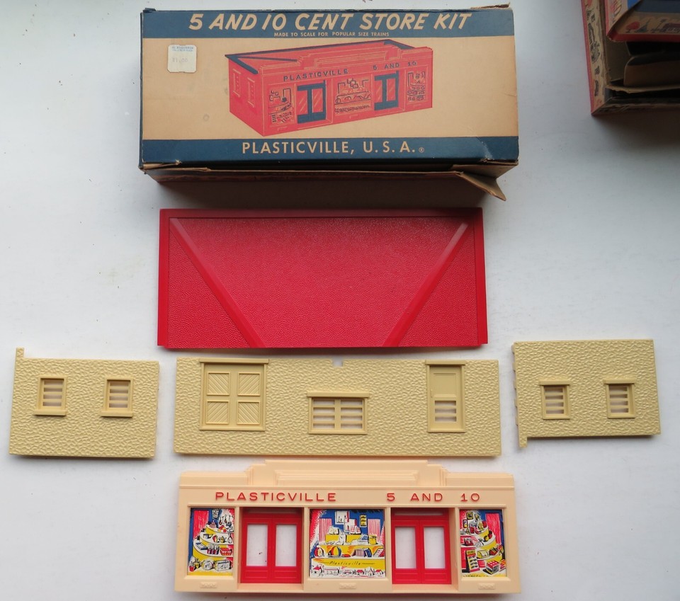 LOT OF 15 PLASTICVILLE BUILDINGS w/ BOXES HO 'O' TRAIN + 3 OTHER ...