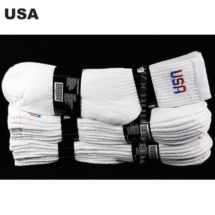 4 & 12 PACK Men Women USA Crew Socks Athletic Cotton Sports Casual 9-11 ...
